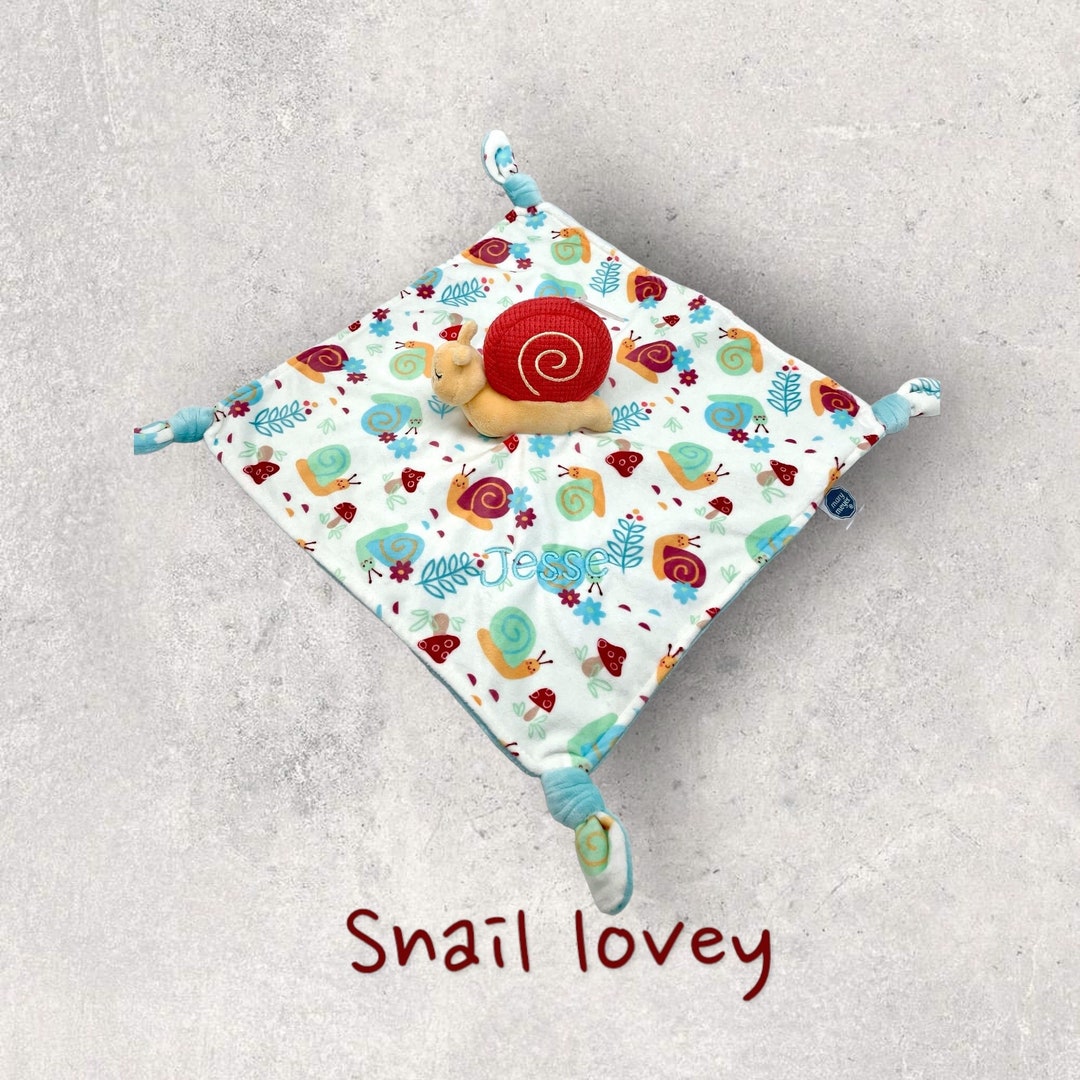 Personalized Snail Baby Lovey Blankie, Newborn Gift Taggie Blanket ...
