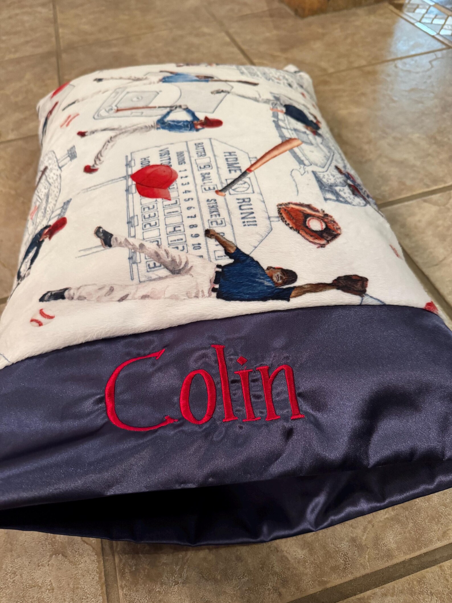 Personalized Baseball Pillowcase: Minky Pillow Case, Satin Edge, Sports ...
