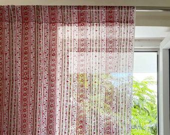 Sheer Red Floral Curtains - Etsy