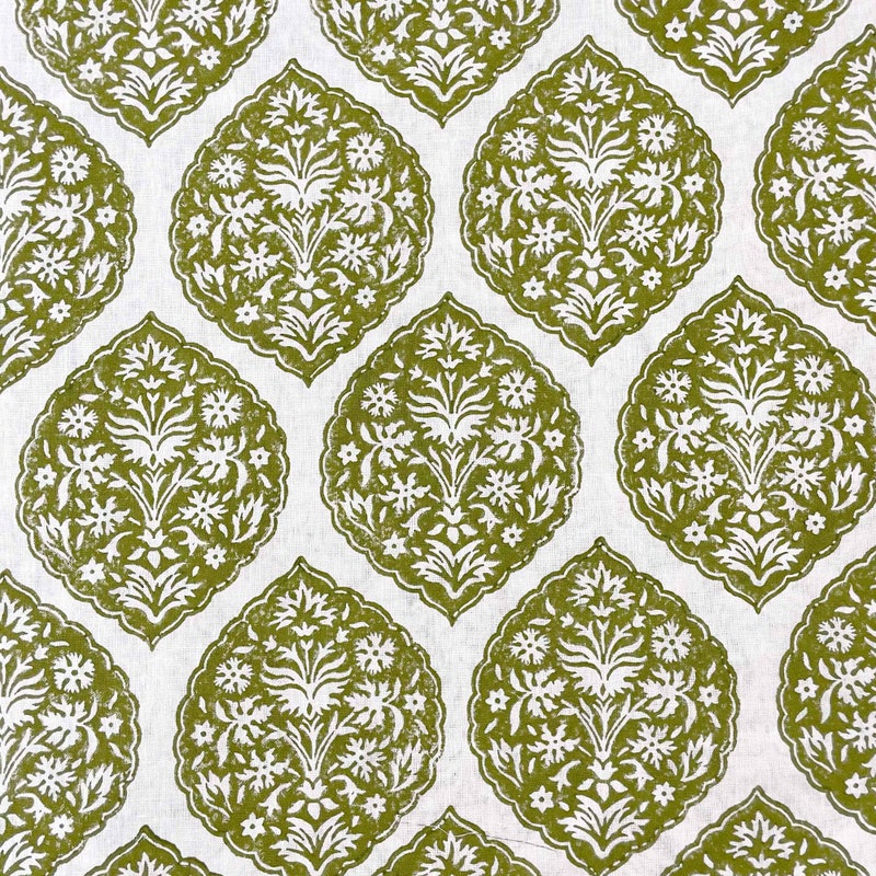 Green Block Print Fabric - Etsy