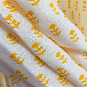 Yellow Hand Block Printed Cotton Curtains, Organic Cotton Shades ...