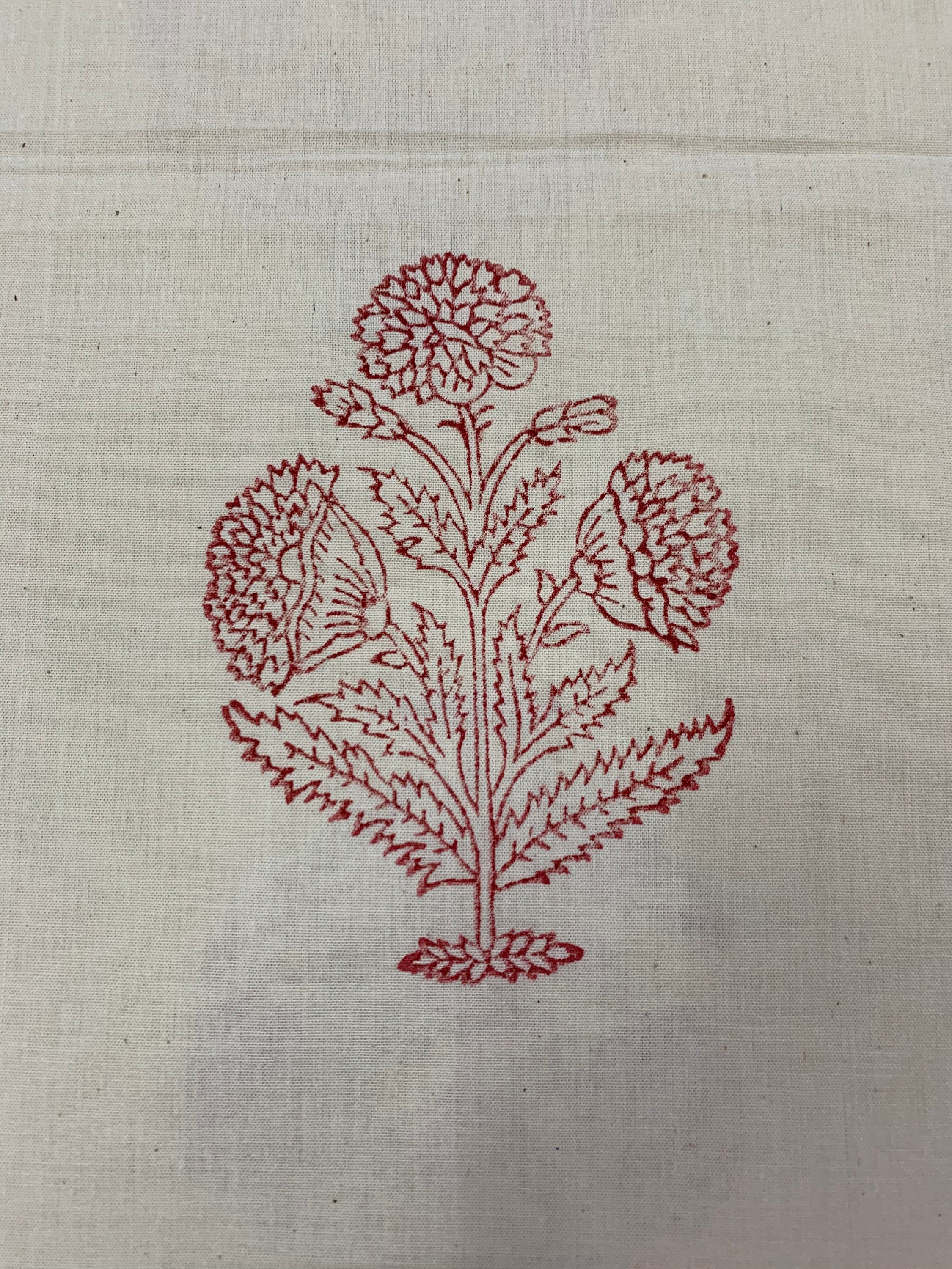 Muted Red and Cream Hand Block Printed Linen Fabric Extra | Etsy