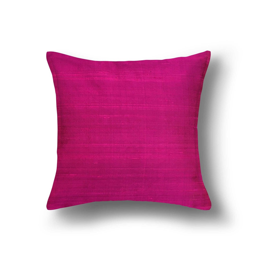 Magenta Solid Color Raw Silk Pillow Cover - Dupion Silk Pillow Cover ...