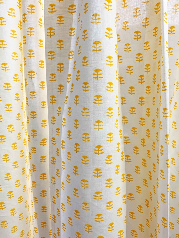Yellow Hand Block Printed Cotton Curtains Organic Cotton - Etsy