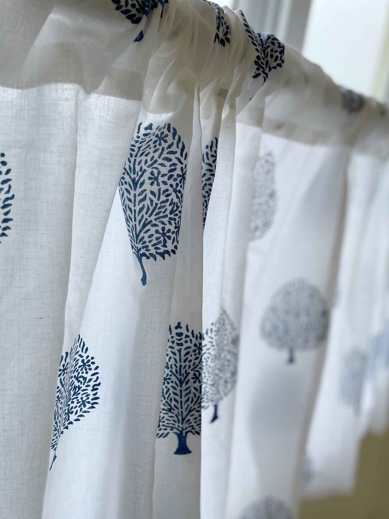 Tree of Life Hand Block Printed Valance, Cafe Curtains, Kitchen ...