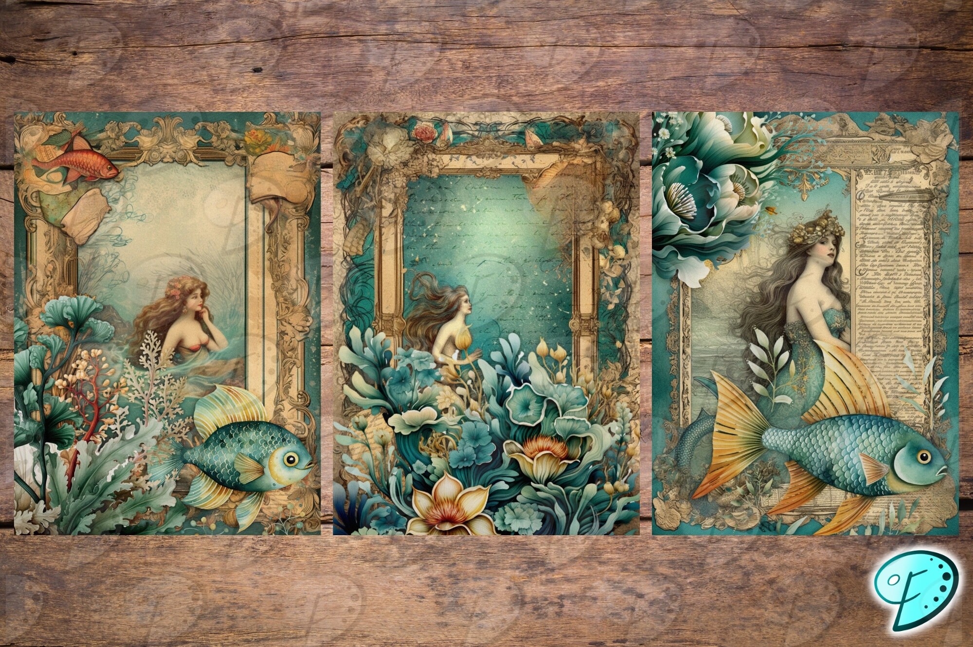 Siren Serenade Vintage Printable Digital Papers: Scrapbook Paper ...