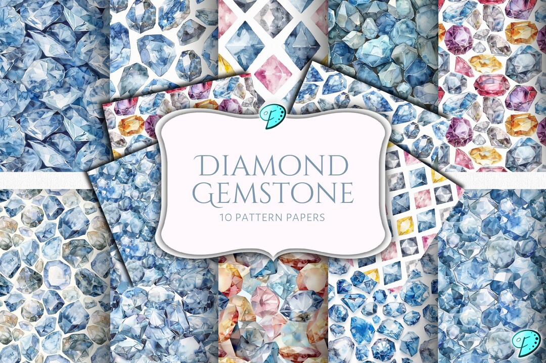 Diamond Gemstone Digital Pattern Paper | Ephemera | Vintage | Scrapbook ...
