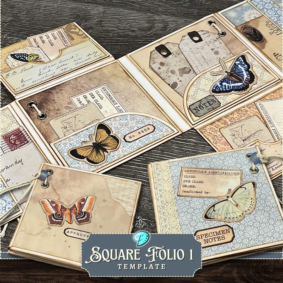 Square Folio 1 Template | Cricut | Junk Journal | Scrapbook | Ephemera ...
