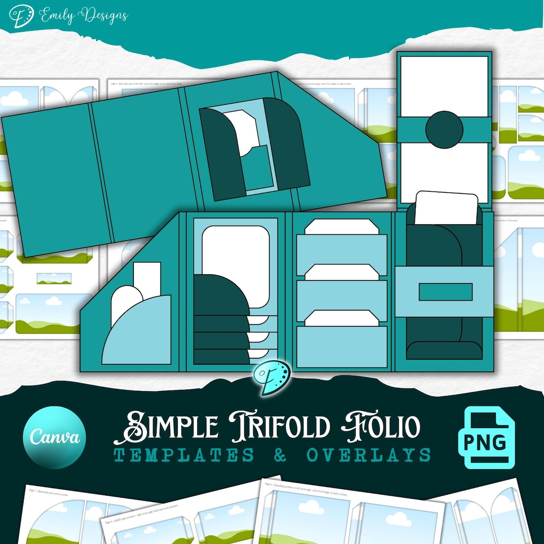 Simple Trifold Folio Template | Junk Journal | Scrapbook | Ephemera ...
