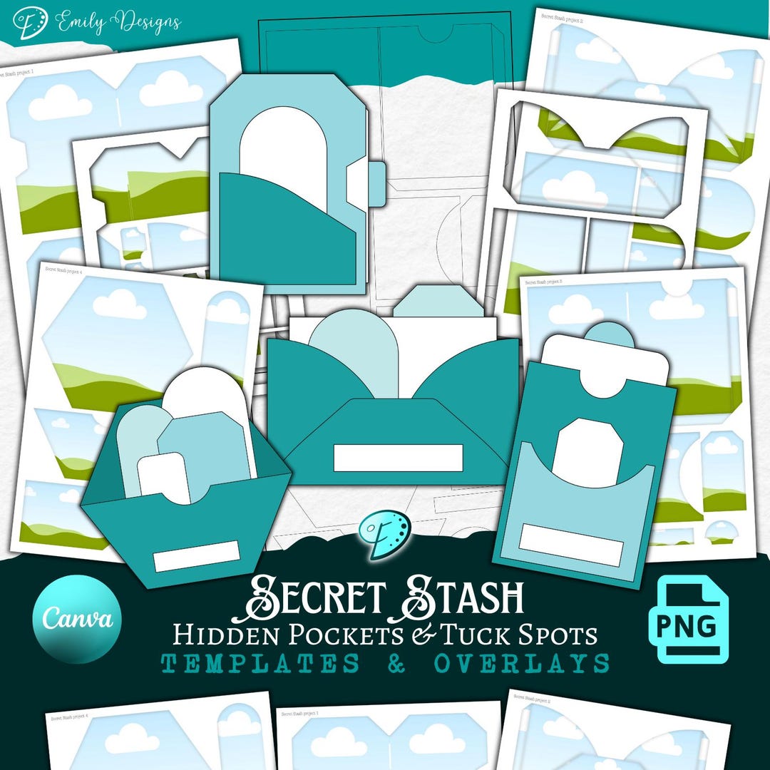 Secret Stash: Hidden Pockets & Tuck Spots Template | Junk Journal ...