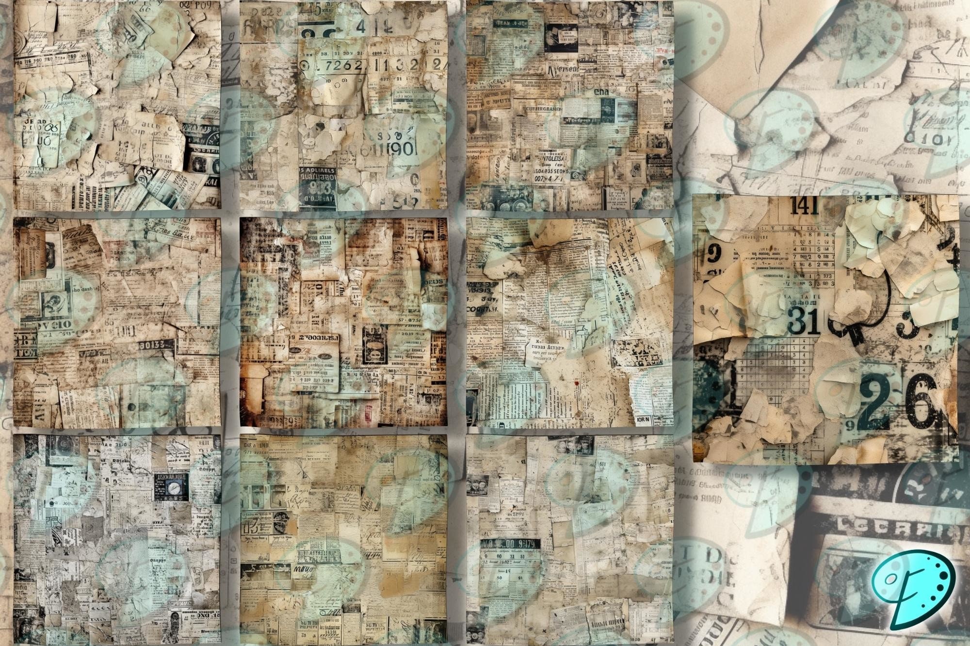 Grunge Torn Vintage Printable Digital Papers: Scrapbook Paper ...