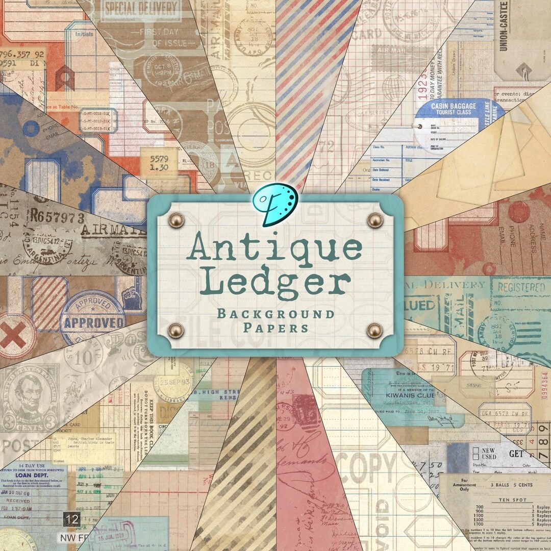 Antique Ledger Background Papers | Letter | Library Card | Stamps ...