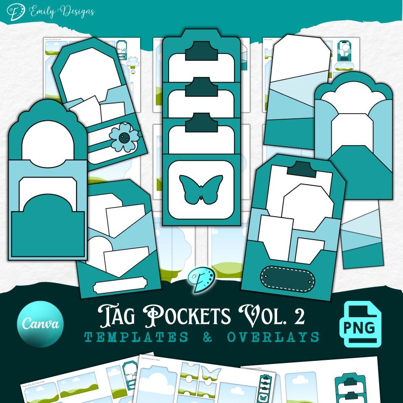 Tag Pockets Vol. 2 Template | Junk Journal | Scrapbook | Ephemera ...
