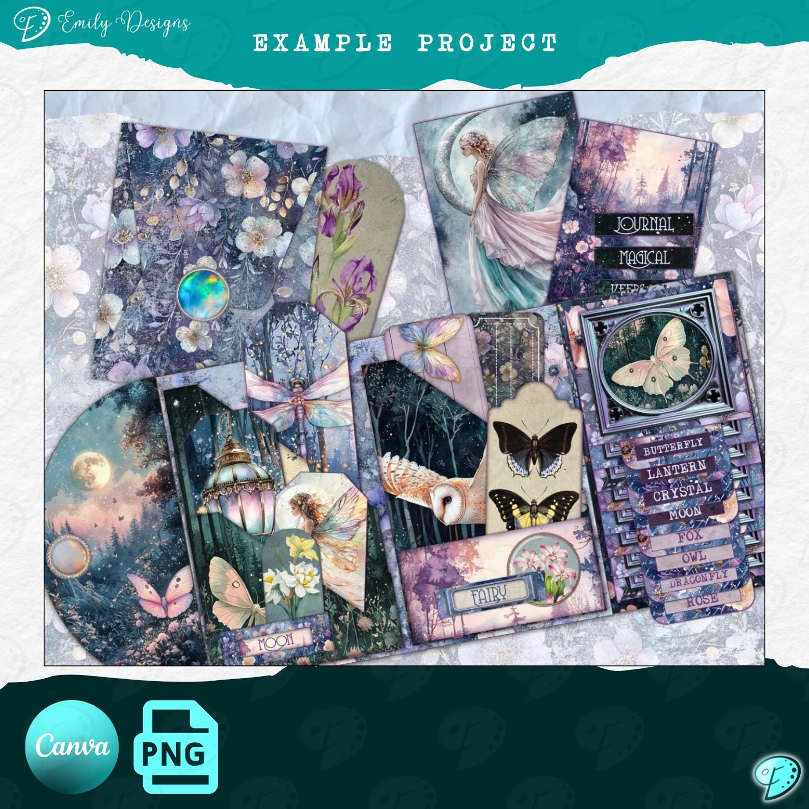Waterfall Tab Fold Folio Template | Junk Journal | Scrapbook | Ephemera ...