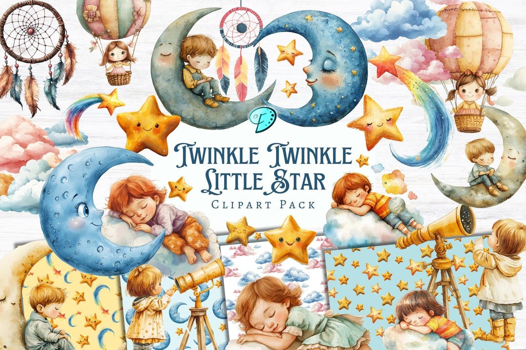 Twinkle Twinkle Little Star Clipart | Ephemera | Vintage | Scrapbook ...