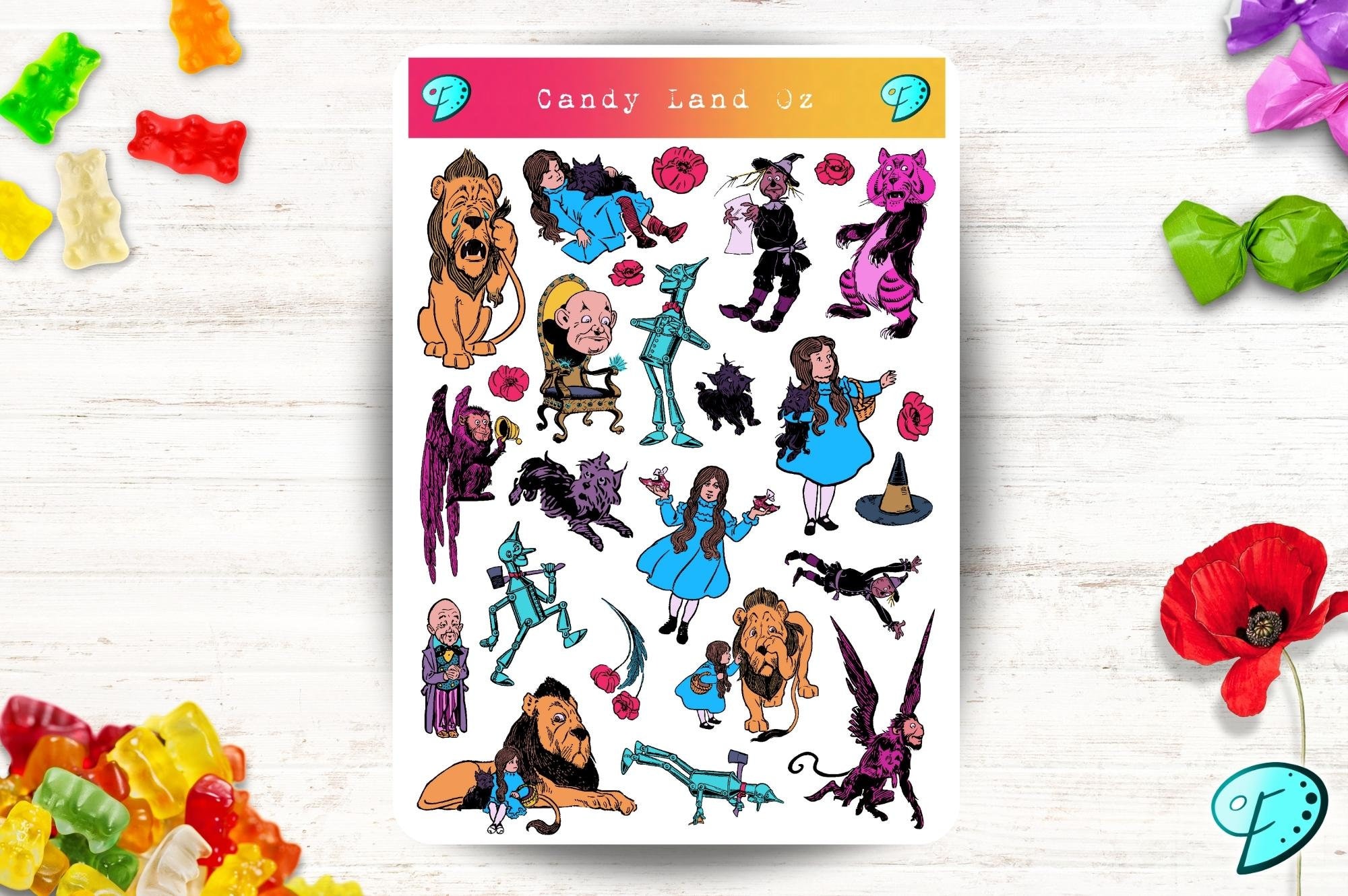Candy Land Oz Sticker Sheet Vinyl Stickers Waterproof Dorothy Planner ...