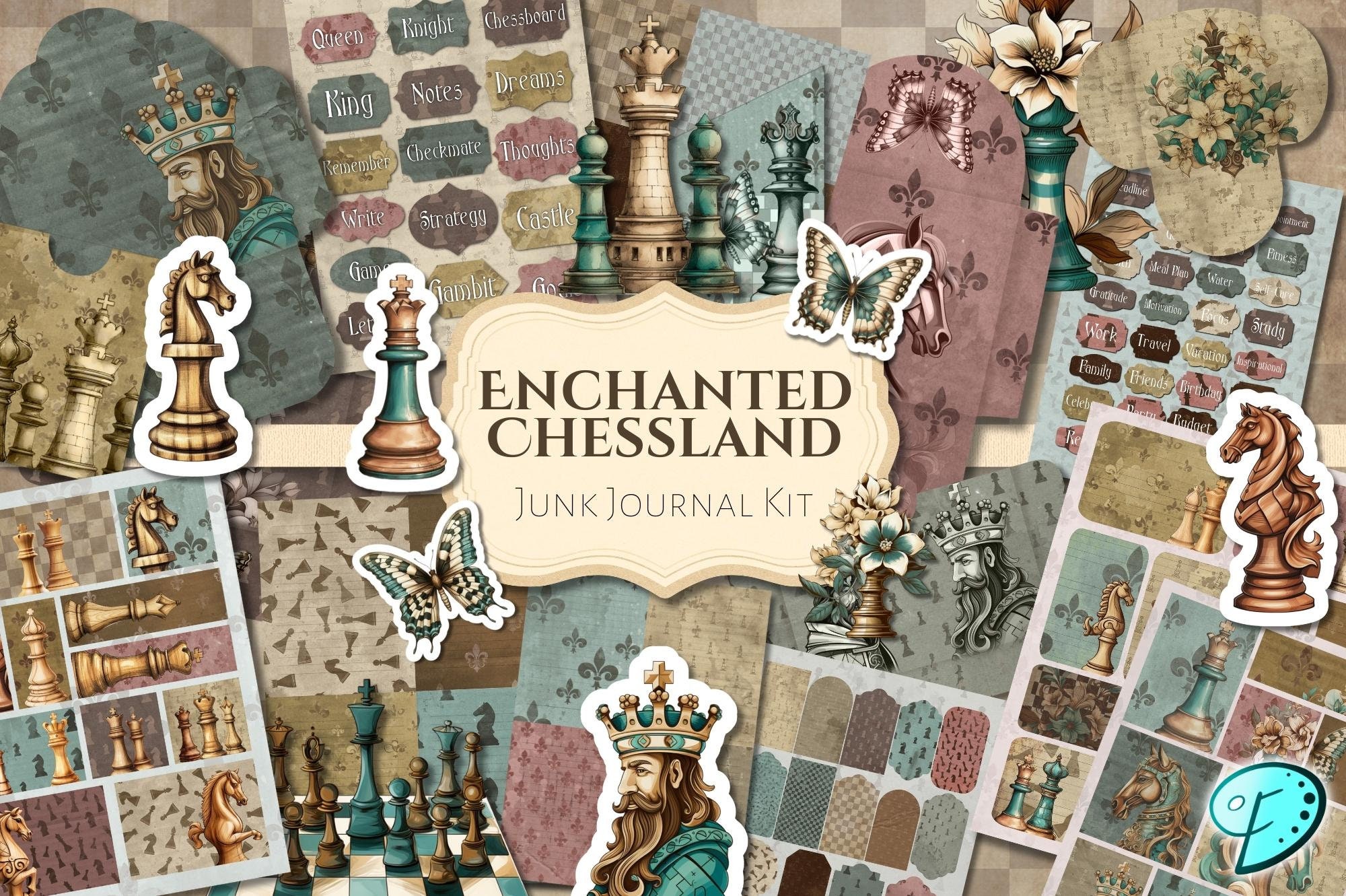 Enchanted Chessland Junk Journal Kit | Printable | Vintage | Ephemera ...