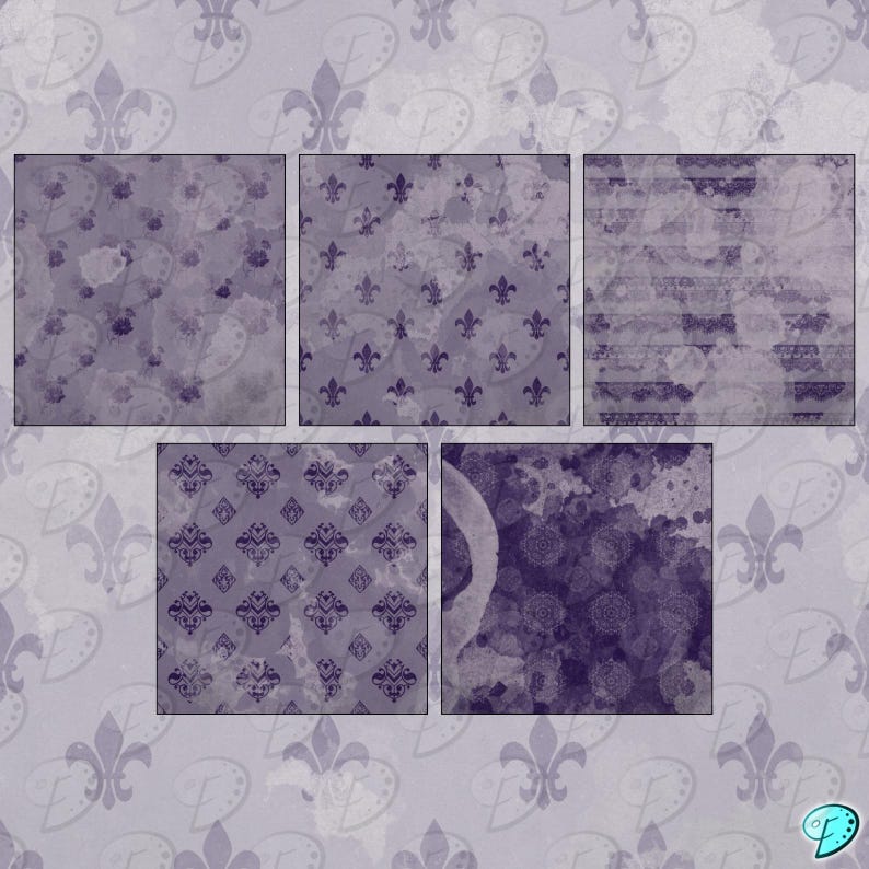 Purple Gothic Grunge Valentines Digital Paper | Ephemera | Vintage ...
