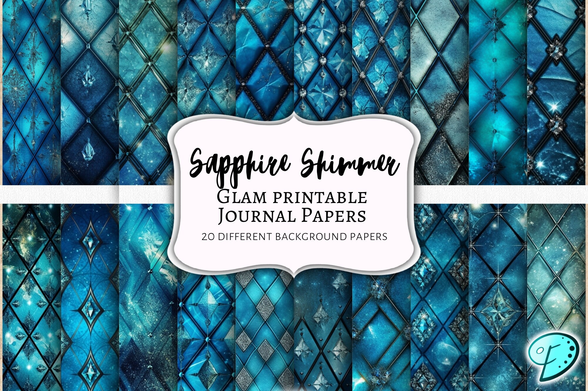 Sapphire Shimmer Printable Digital Papers: Scrapbook Paper, Printable ...