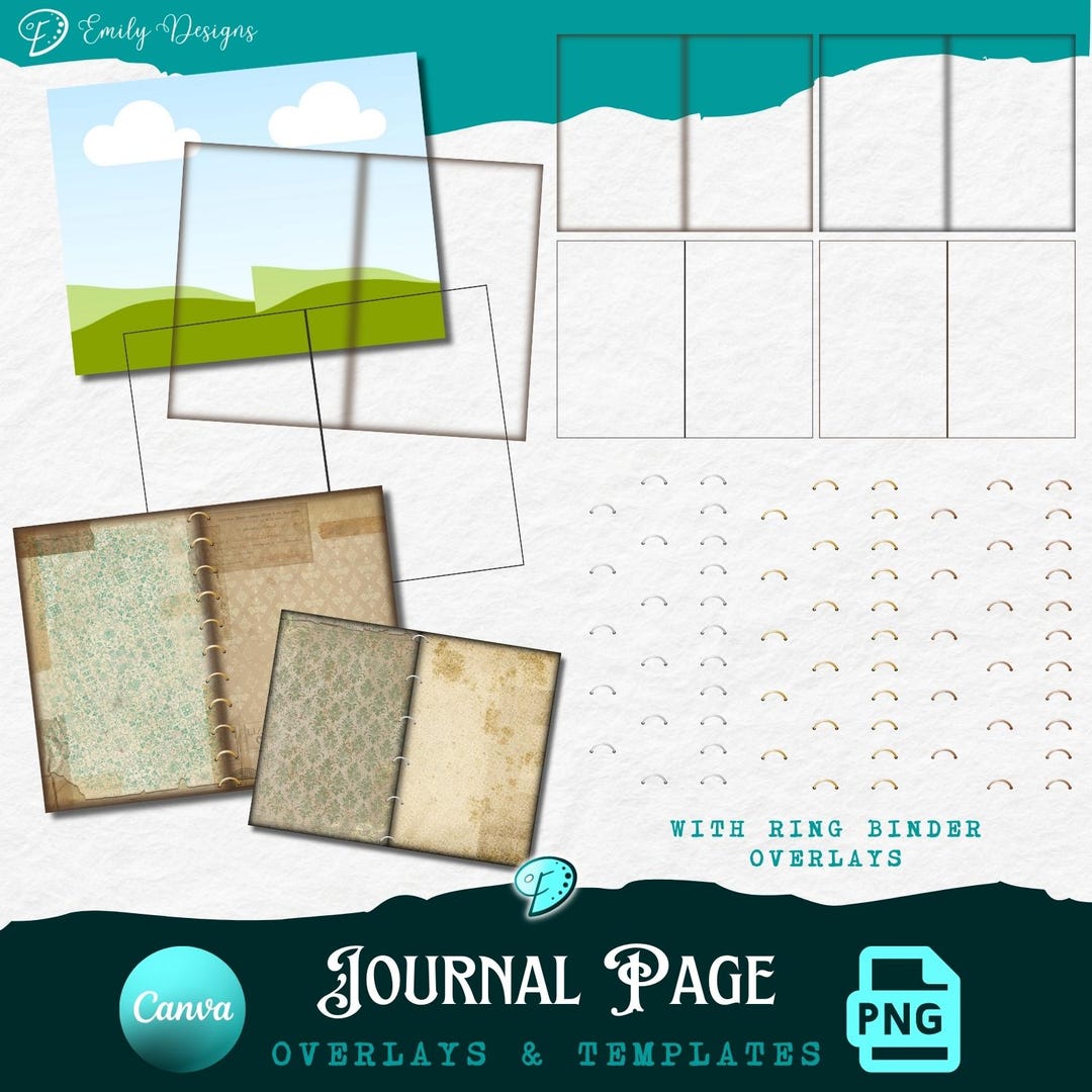 Journal Page Overlays and Templates | Background | Junk Journal ...