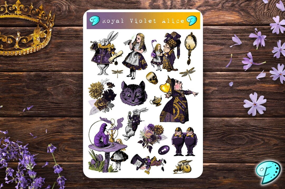 Royal Violet Alice Sticker Sheet Vinyl Stickers Waterproof Wonderland ...