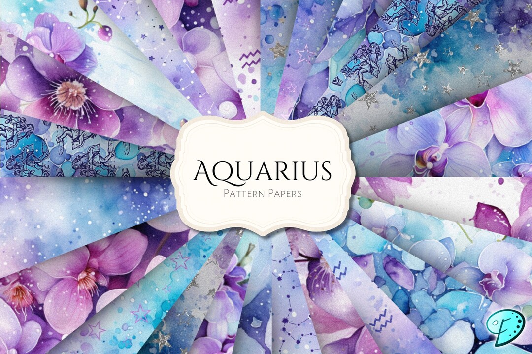 Aquarius Digital Pattern Paper | Ephemera | Vintage | Scrapbook ...