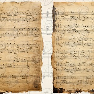 Vintage Sheet Music Pages PNG Bundle | Digital | Ephemera | Junk ...