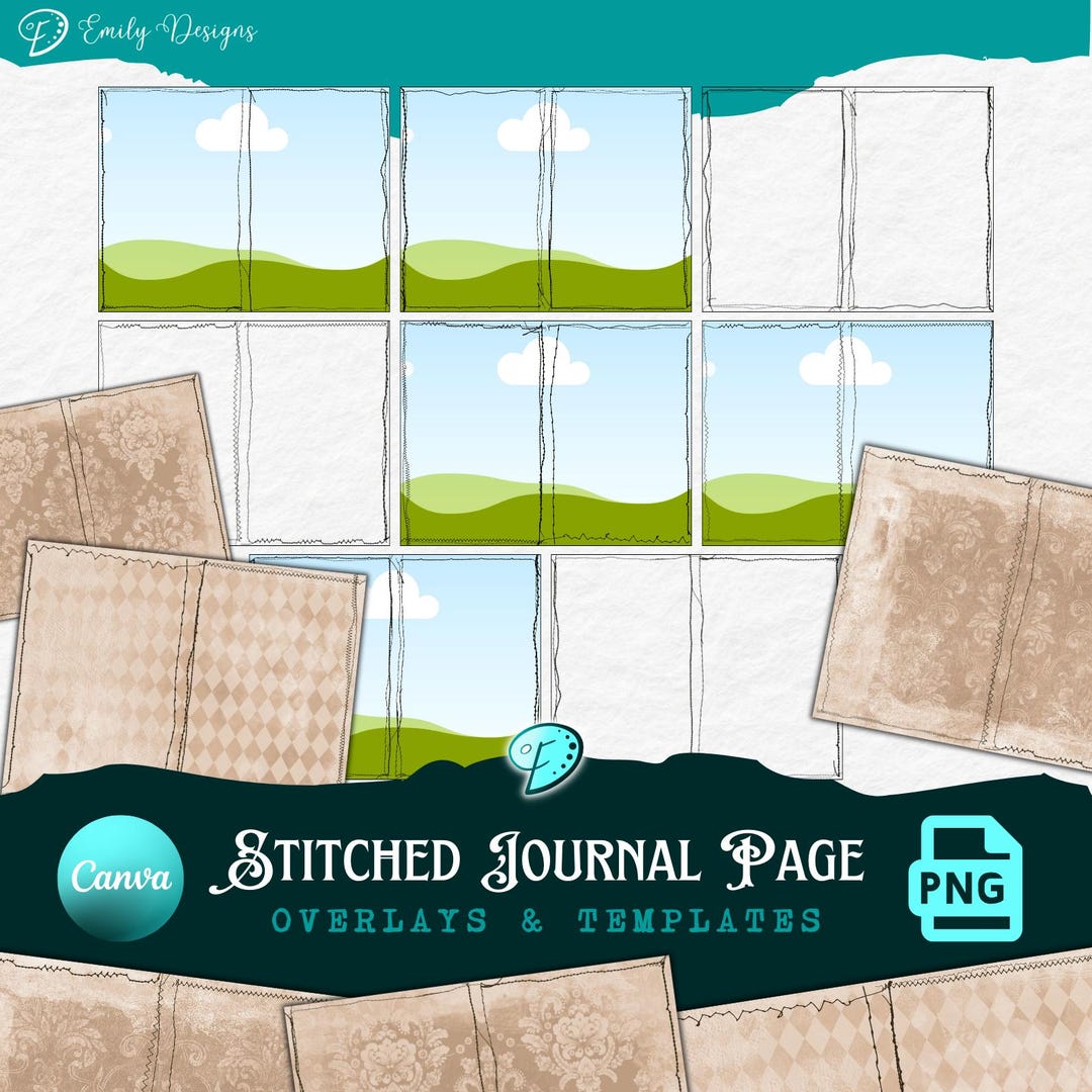 Stitched Journal Page Overlays and Templates | Background | Junk ...
