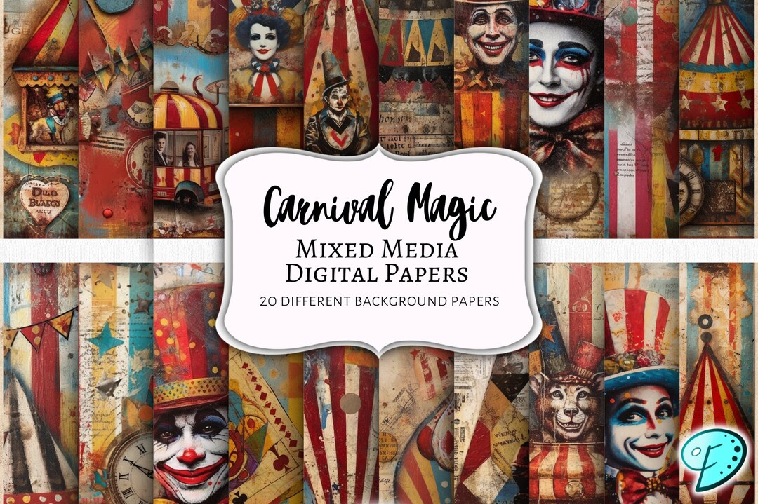 Carnival Magic Vintage Printable Digital Papers: Scrapbook Paper ...