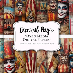 Carnival Magic Vintage Printable Digital Papers: Scrapbook Paper ...