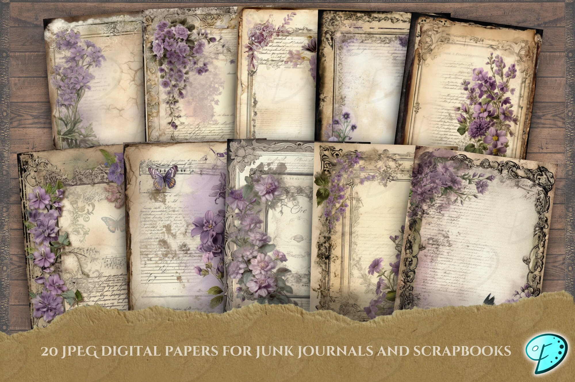 Lavender Delight Junk Journal Pages Ephemera Antique Vintage Scrapbook ...
