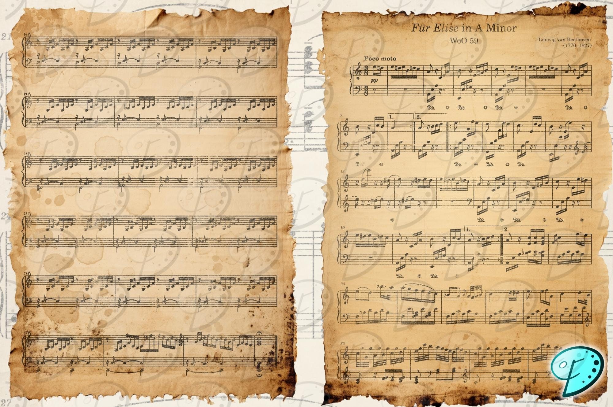 Vintage Sheet Music Pages PNG Bundle | Digital | Ephemera | Junk ...
