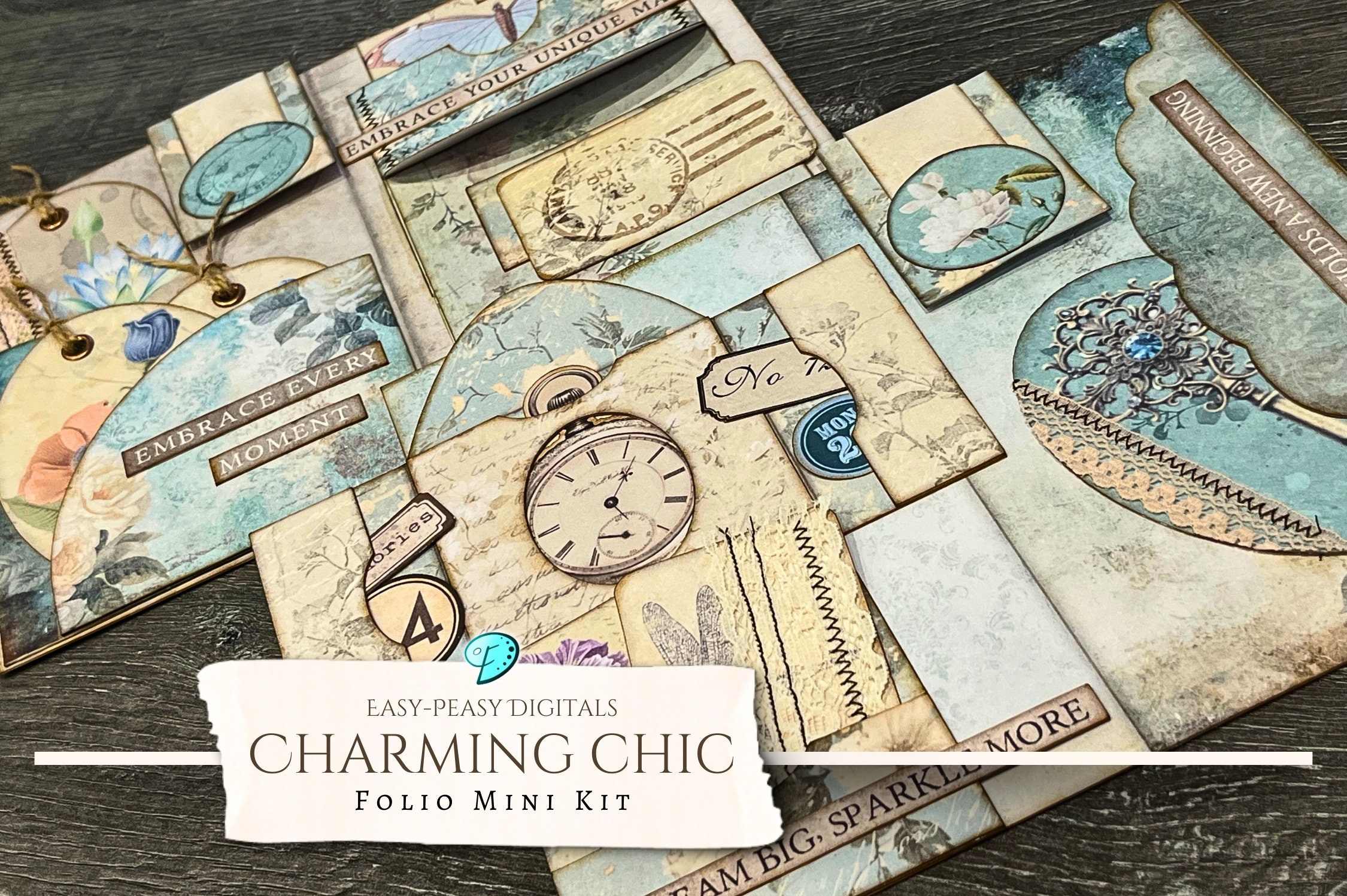 Easy-peasy Charming Chic Printable Folio Mini Kit Ephemera Vintage ...