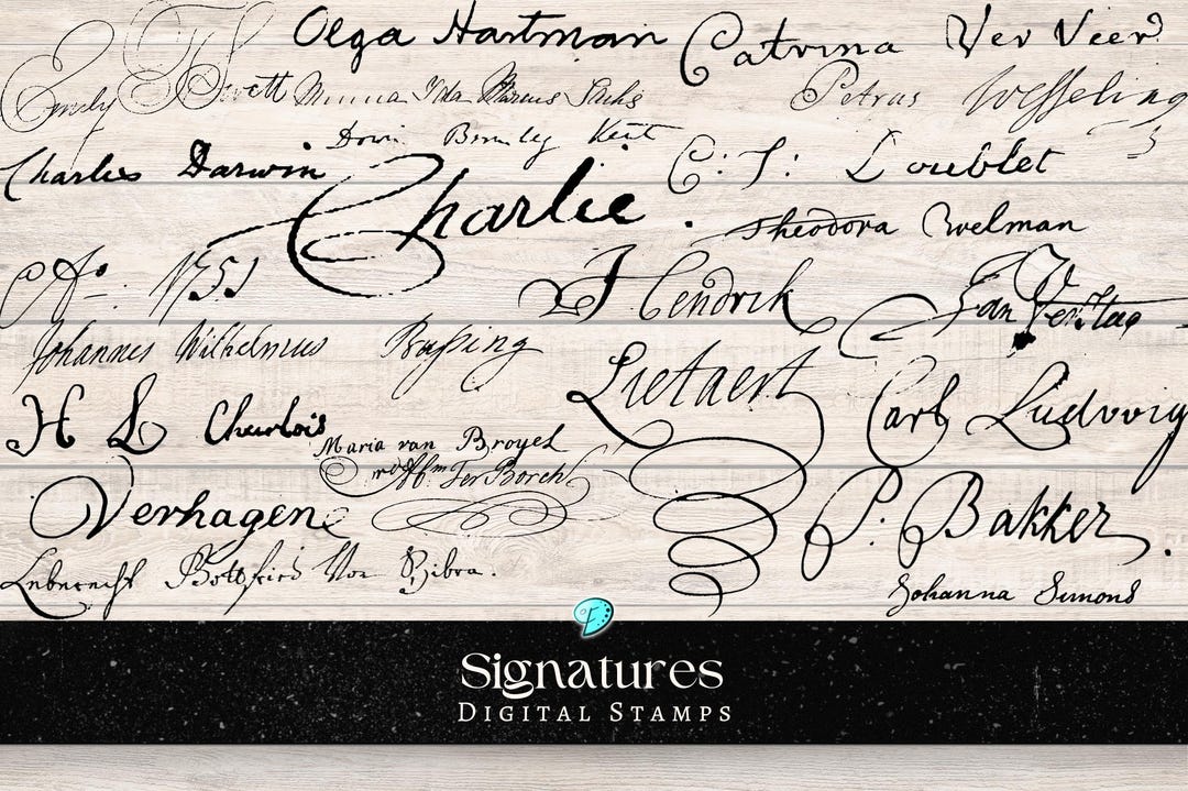 Vintage Signatures Digi Stamps | Digital | Overlay | Distressed | Junk ...