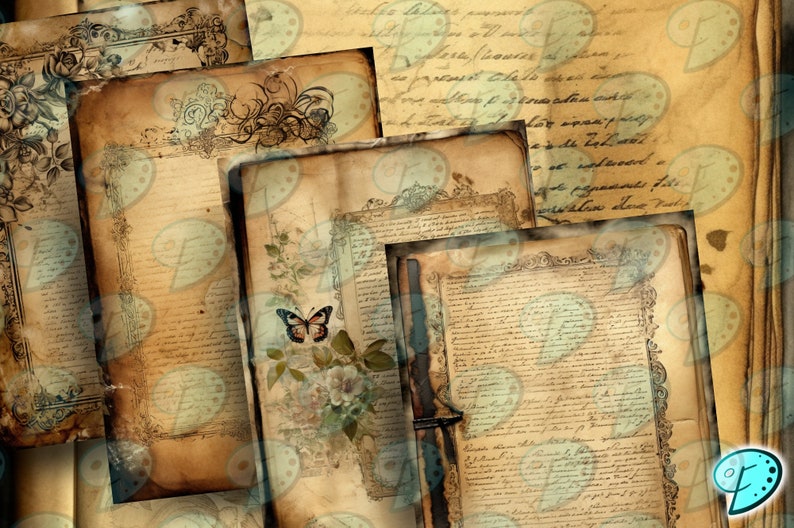 Antique Chronicles Vintage Printable Digital Papers: Scrapbook Paper ...