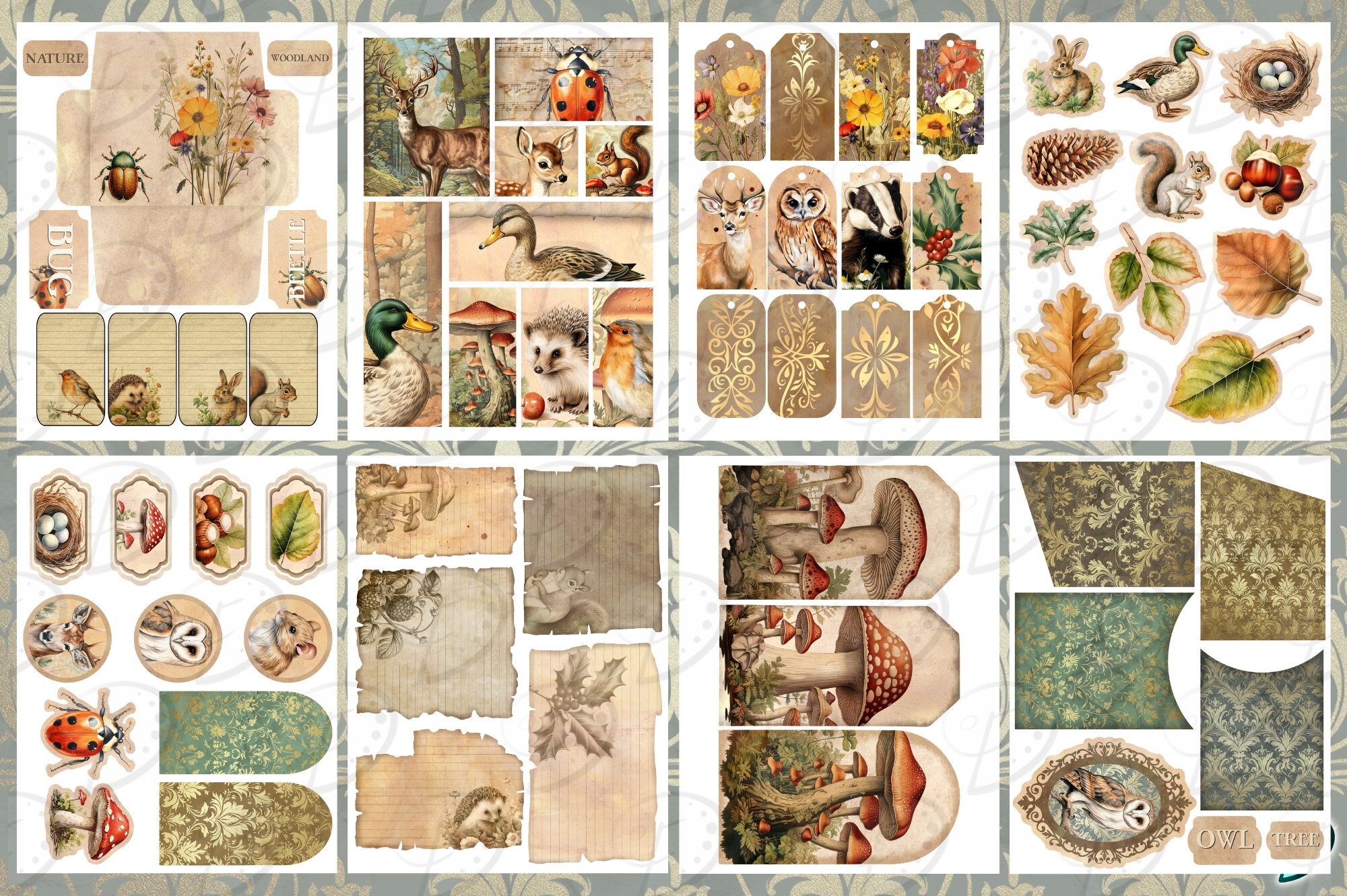 British Woodland Junk Journal Kit | Ephemera | Antique | Vintage ...