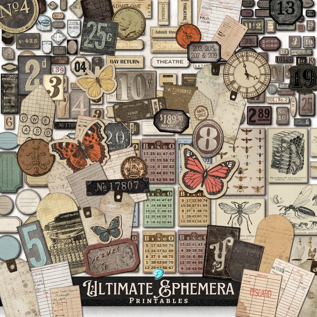 Ultimate Ephemera Pack Printable Sheets | Antique | Printable | Junk ...