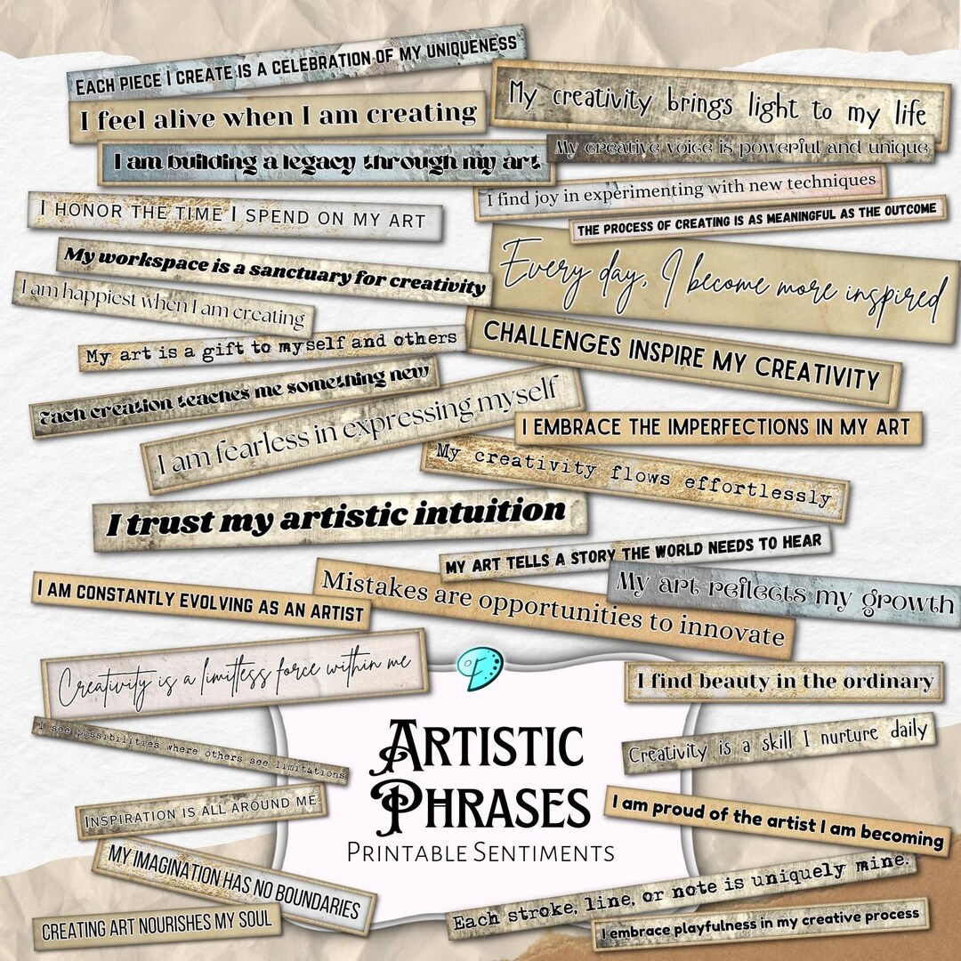 Artistic Phrases Sentiments Printable Sheets | Scrapbook | Card Making ...