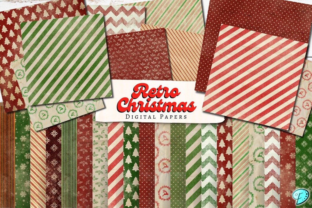 Retro Christmas Digital Papers | Ephemera | Antique | Vintage ...