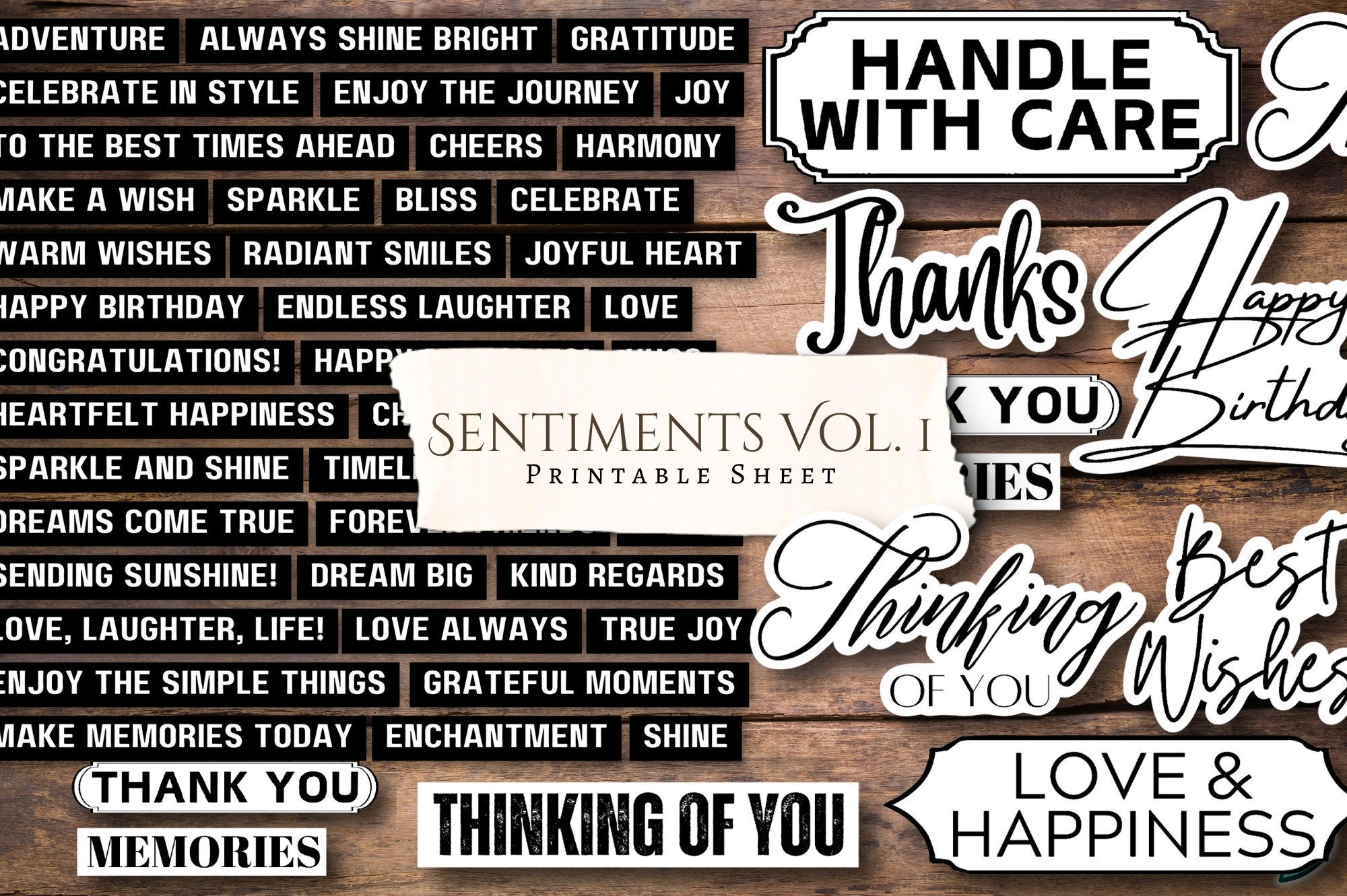 Sentiments Vol. 1 Printable Sheet | Scrapbook | Card Making | Vintage ...
