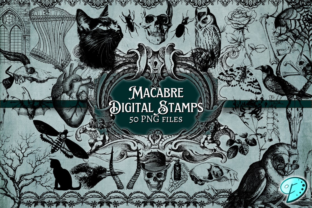 Macabre Digi Stamps | Digital | Overlay | Distressed | Junk Journal ...