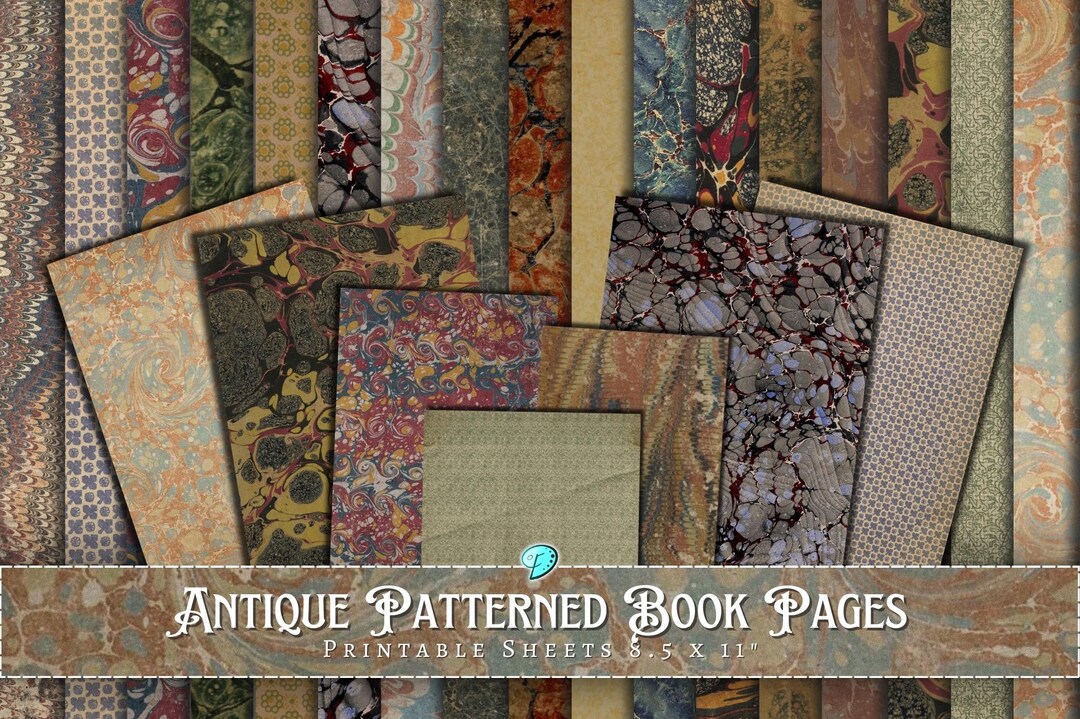 Antique Patterned Book Pages Digital Printable Journal Papers ...