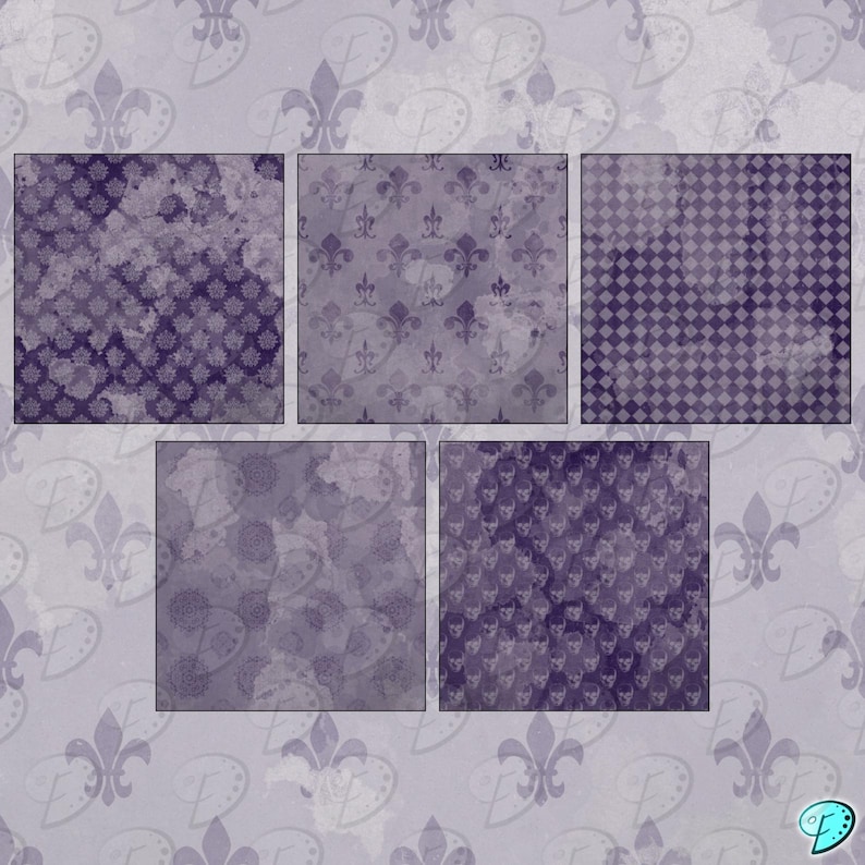 Purple Gothic Grunge Valentines Digital Paper | Ephemera | Vintage ...