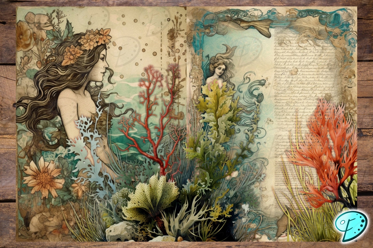 Mermaid Junk Journal Kit | Vintage | Ephemera | Fussy Cut | Clipart ...