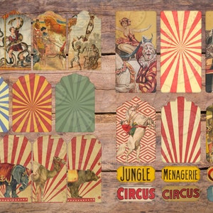 Vintage Circus Tags | Vintage | Ephemera | Fussy Cut | Junk Journal ...