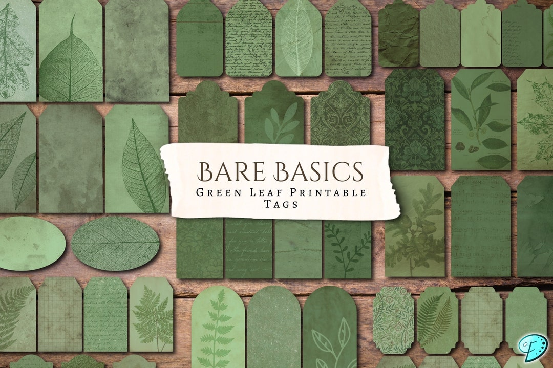 Bare Basics Green Leaf Tags | Antique | Junk Journal | Scrapbook | Card ...