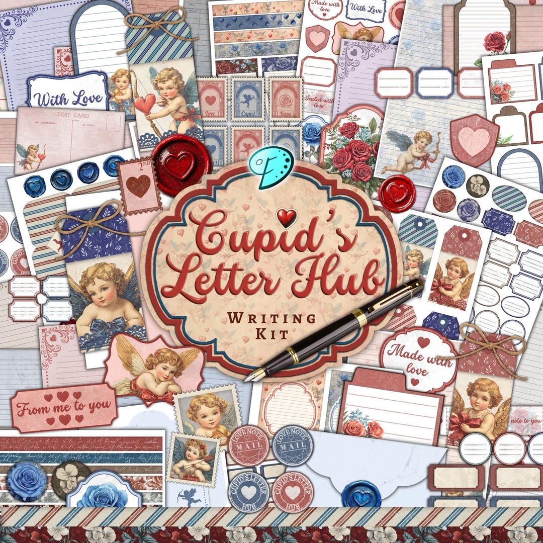Cupid's Letter Hub Writing Kit | Scrapbook | Digital | Ephemera | Junk ...