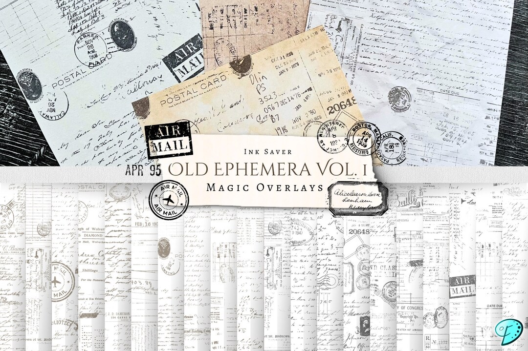 Old Ephemera Vol. 1 Magic Overlays | Background | Junk Journal ...