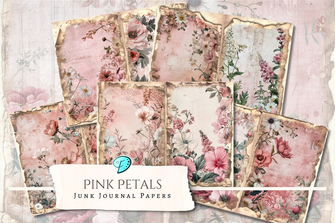 Pink Petals Digital Printable Journal Papers | Ephemera | Vintage ...