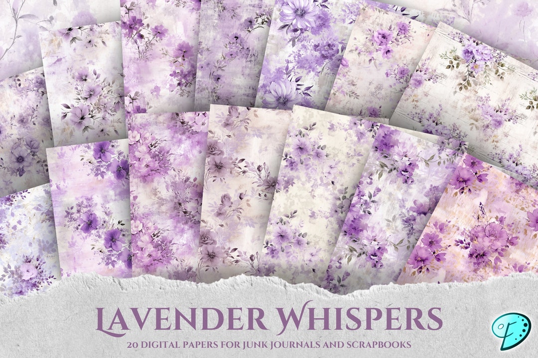 Lavender Whispers Printable Digital Papers: Scrapbook Paper, Printable ...